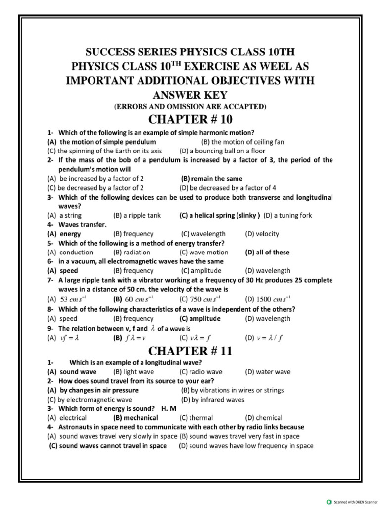 Ali Success Series Physics (Objectives) Class 10th | PDF