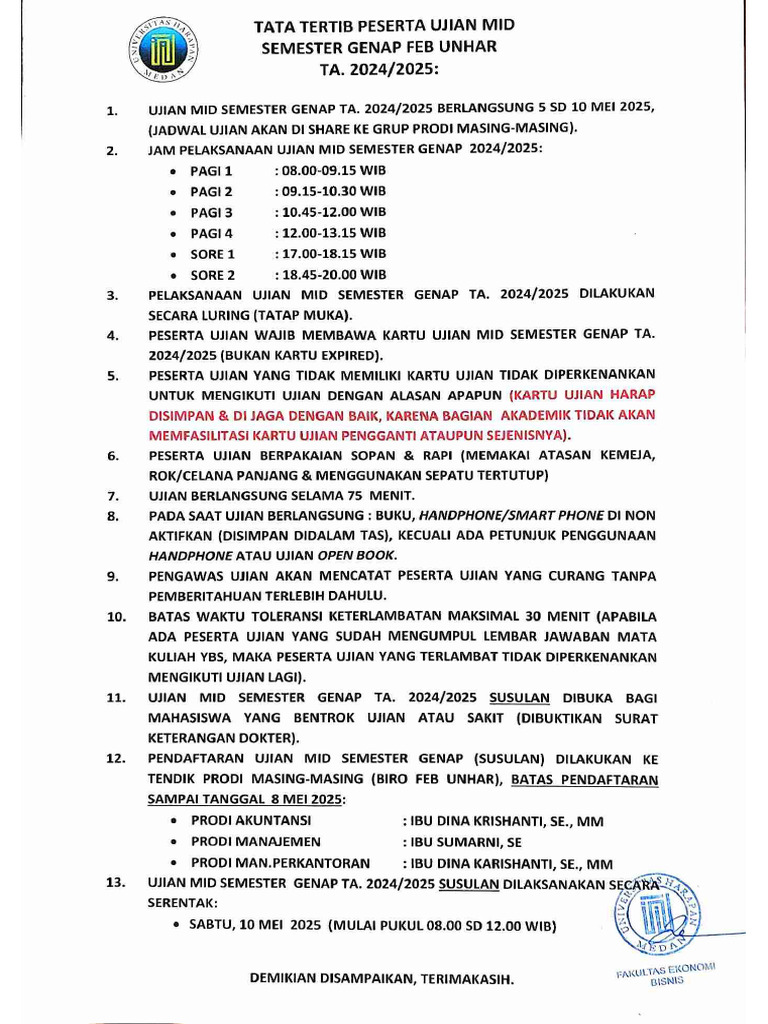Tata Tertib Peserta Ujian Mid | PDF