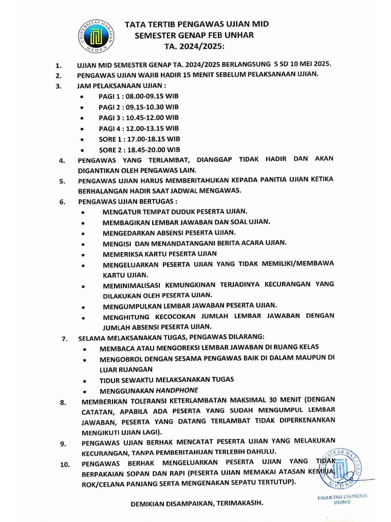 Tata Tertib Pengawas MID | PDF