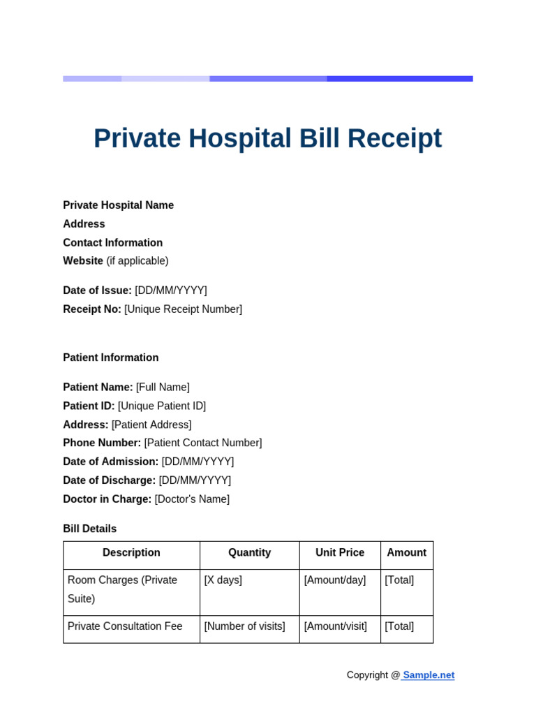 Private Hospital Bill Receipt | PDF