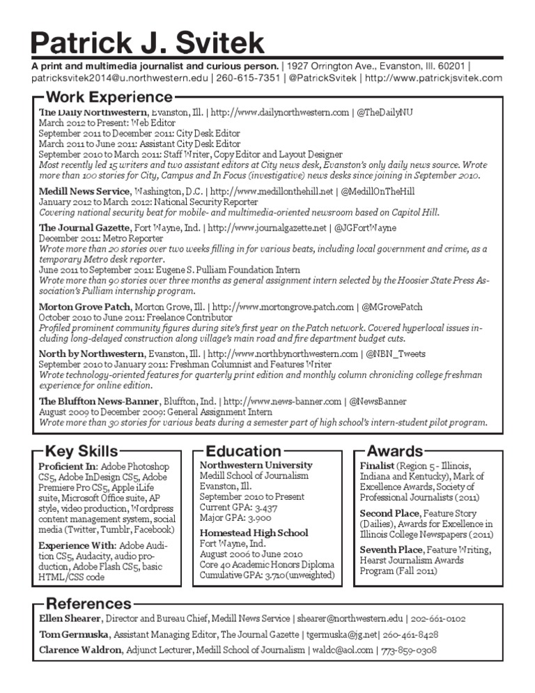 Patrick Svitek - Resume 2012 | PDF | Editing | Adobe Systems