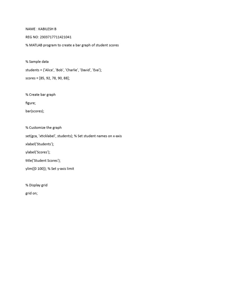 Kabilesh MATLAB Final exam | PDF