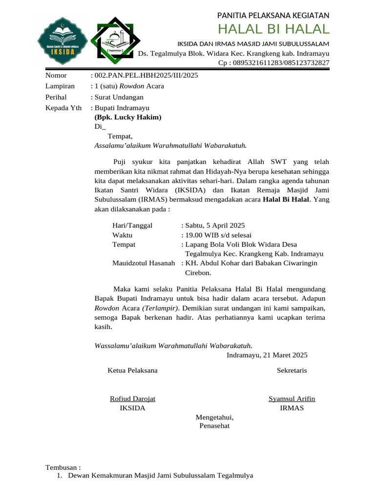 SURAT UNDANGAN HBH.2025 | PDF