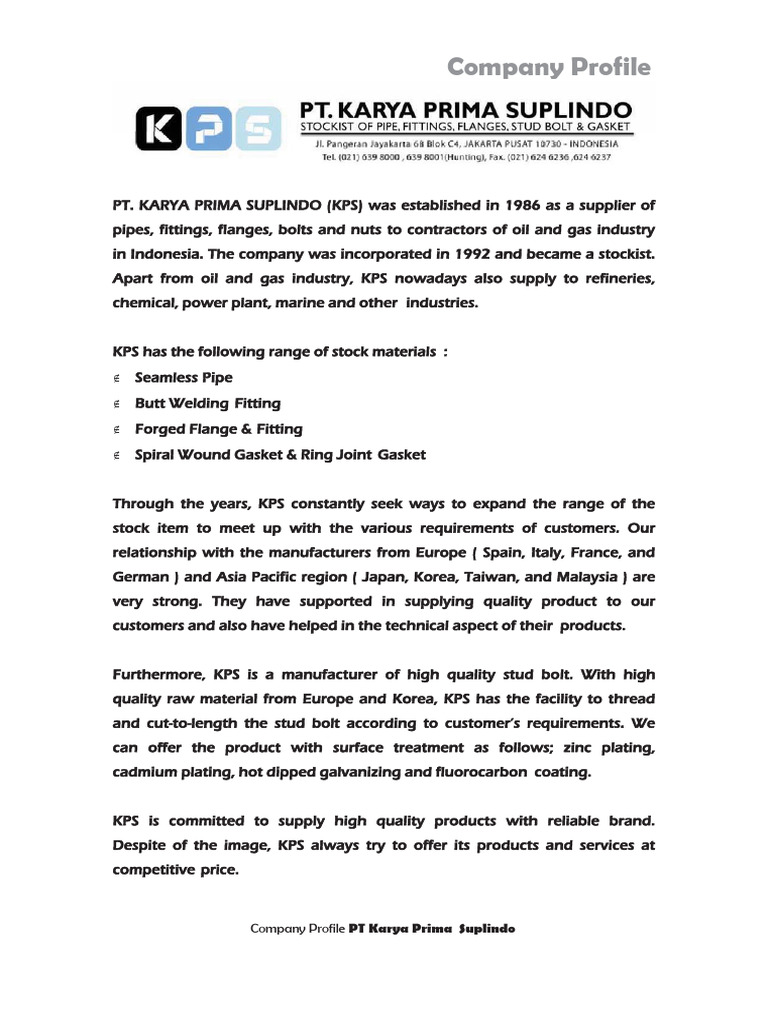 Company Profile PF KPS - 1 | PDF