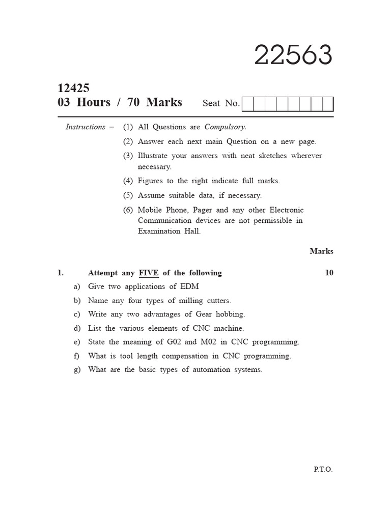 2024 Winter Question Paper | PDF | Numerical Control | Tools