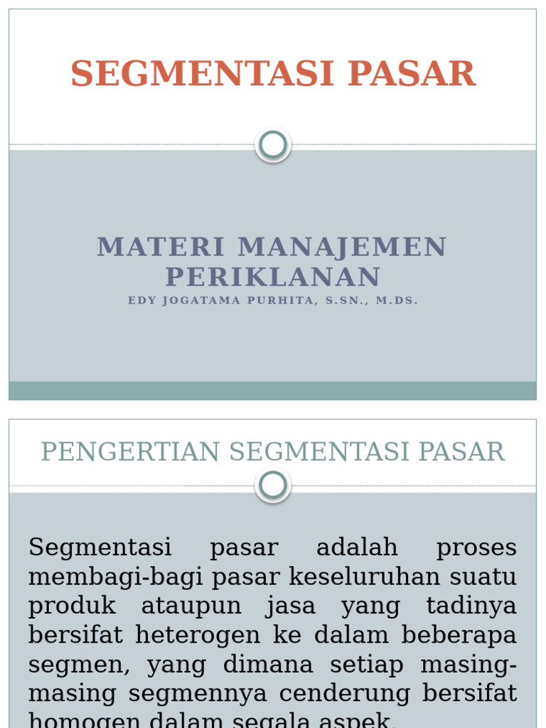 Proses Segmentasi Pasar yang Efektif | PDF