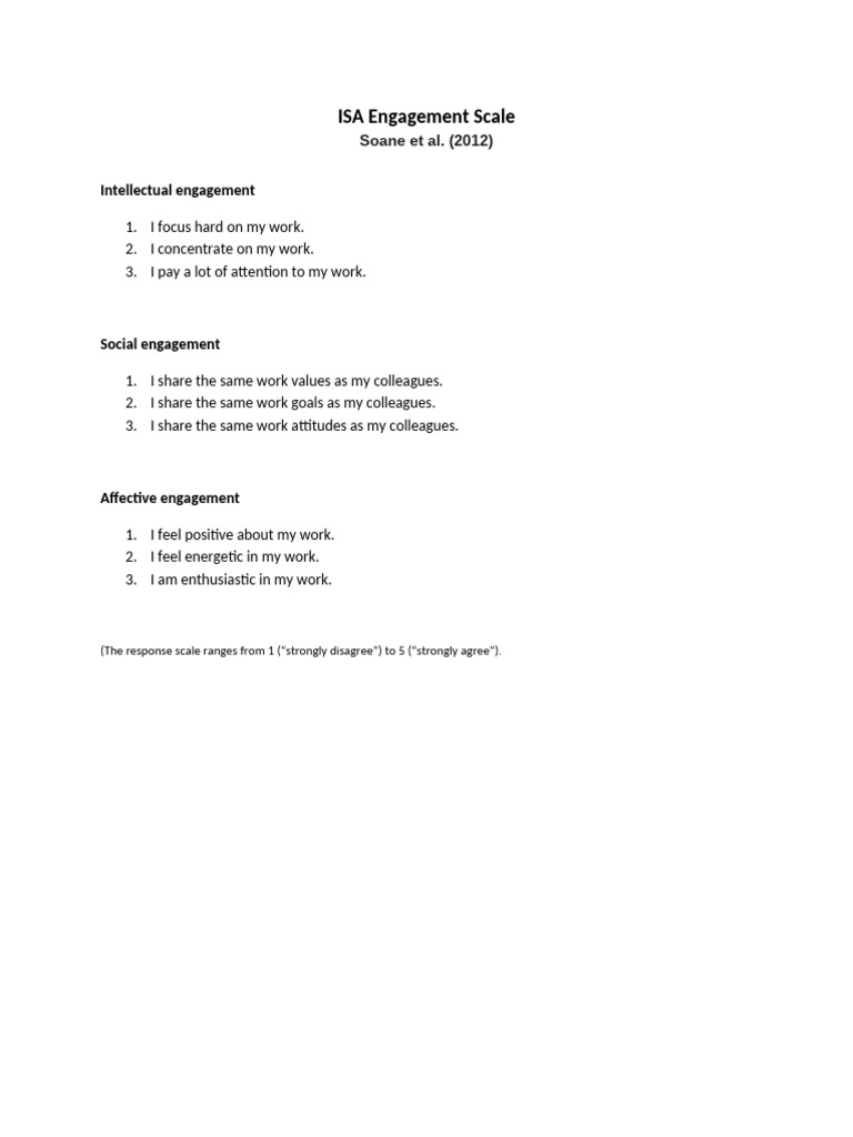 Isa Employee Engagement Scale | PDF