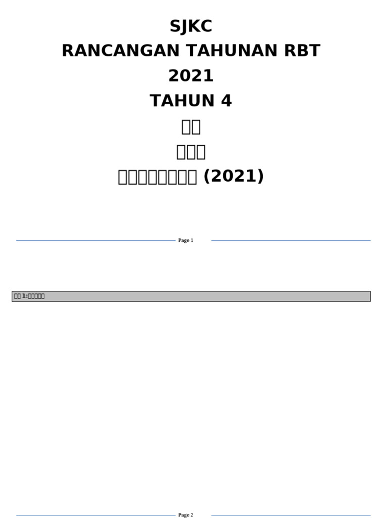 RPT RBT Tahun 4 2021 | PDF