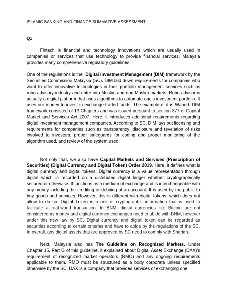 IBF summative assessment | PDF | Islamic Banking And Finance | Cryptocurrency