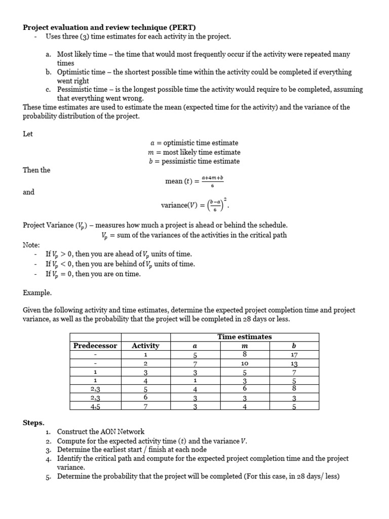Project Evaluation and Review Technique | PDF | Applied Mathematics | Statistical Theory