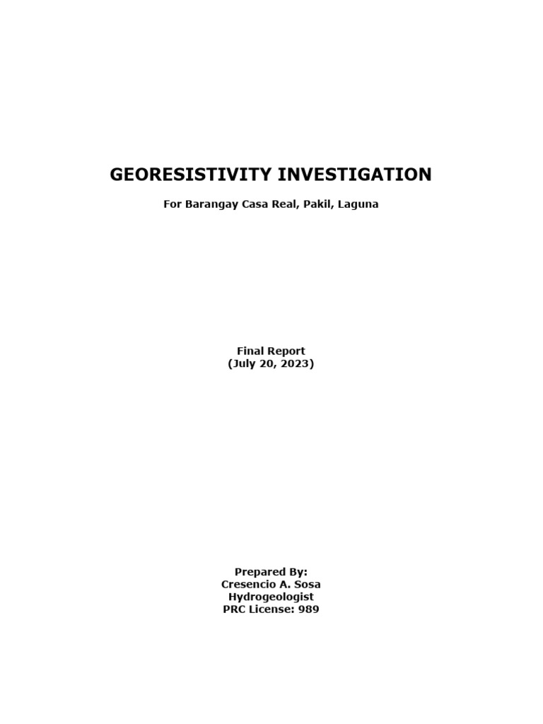 Georesistivity Study in Casa Real, Pakil | PDF | Aquifer | Rain