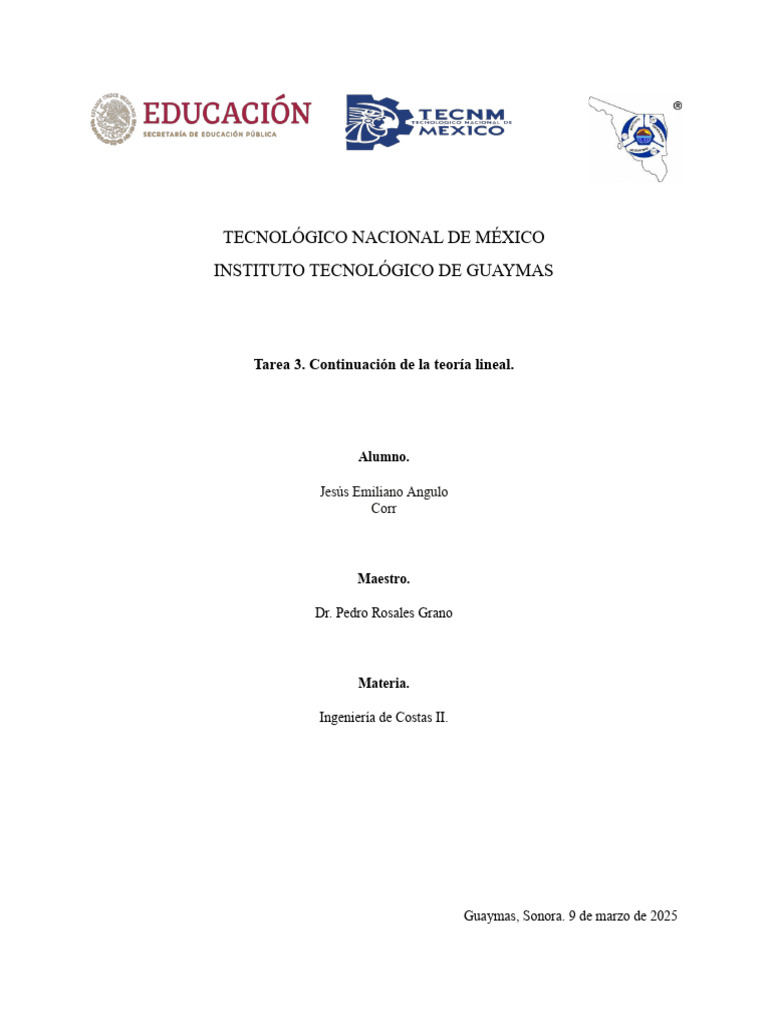 Tarea 3 Teoria Lineal, Angulo | PDF | Olas | Dispersión (óptica)