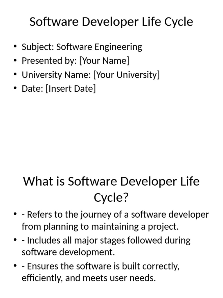Software Developer Life Cycle Presentation | PDF