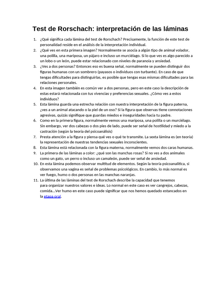 Test de Rorschach | PDF