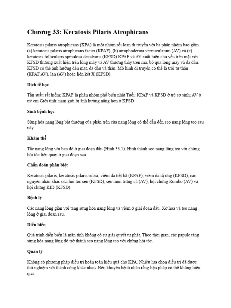 Keratosis Pilaris Atrophicans | PDF