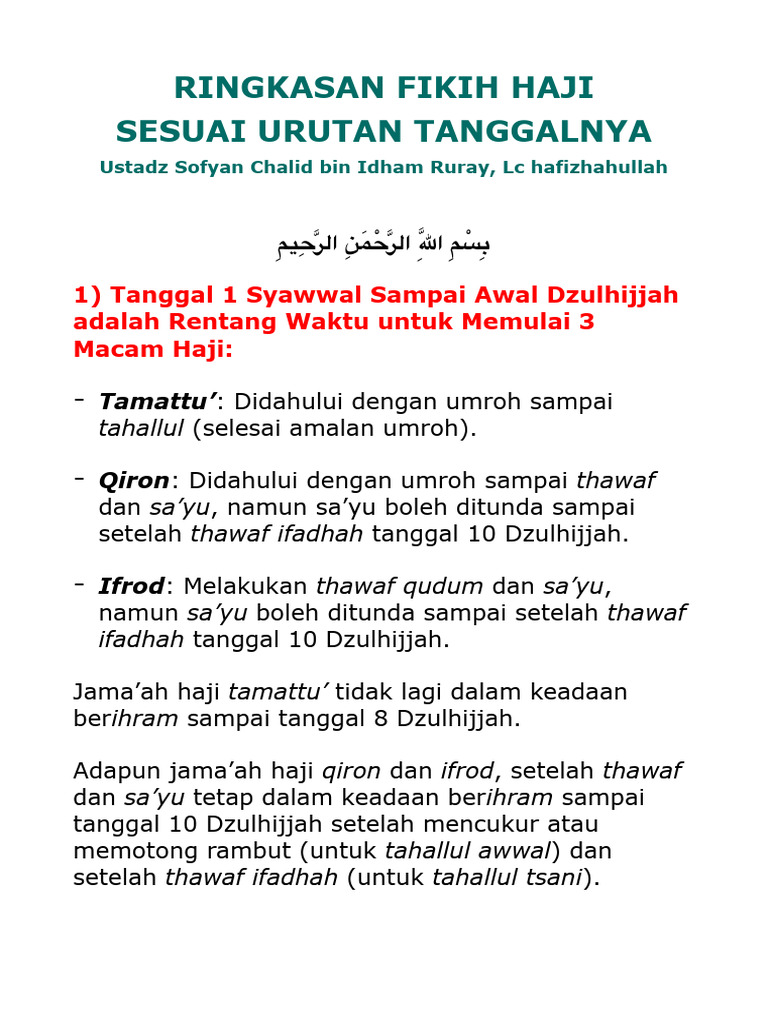 Urutan Haji Berdasarkan Tanggal | PDF