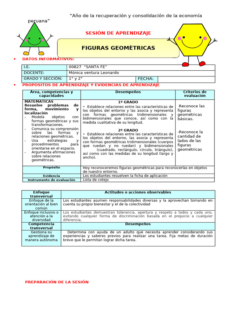 U1 S3 Sesion D3 Mat Figuras Geometricas | PDF | Geometría | Rectángulo