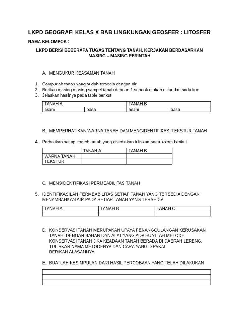 LKPD Tanah | PDF