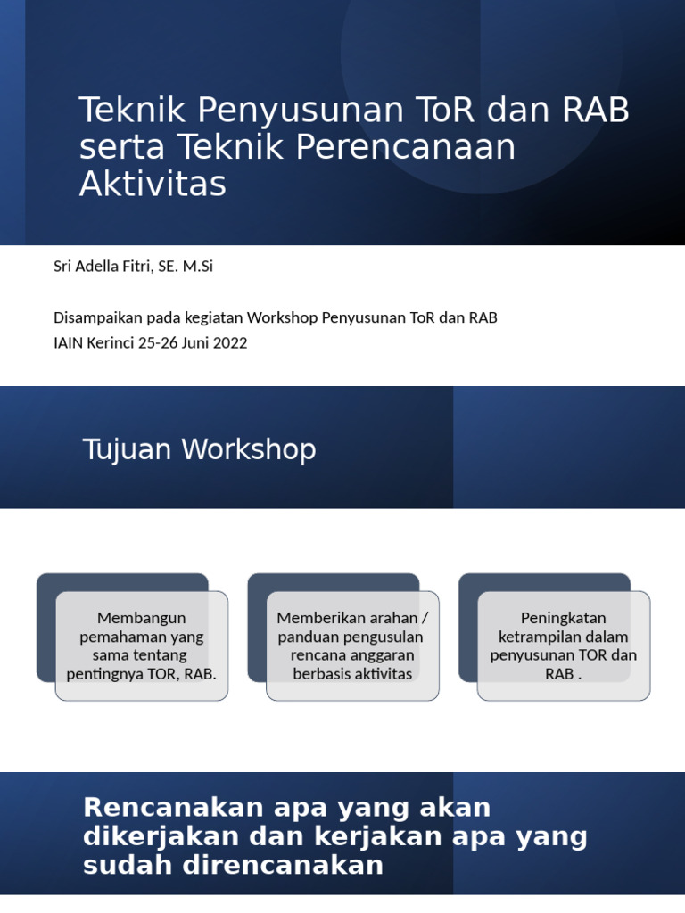 Penyusunan ToR dan RAB yang Efektif | PDF