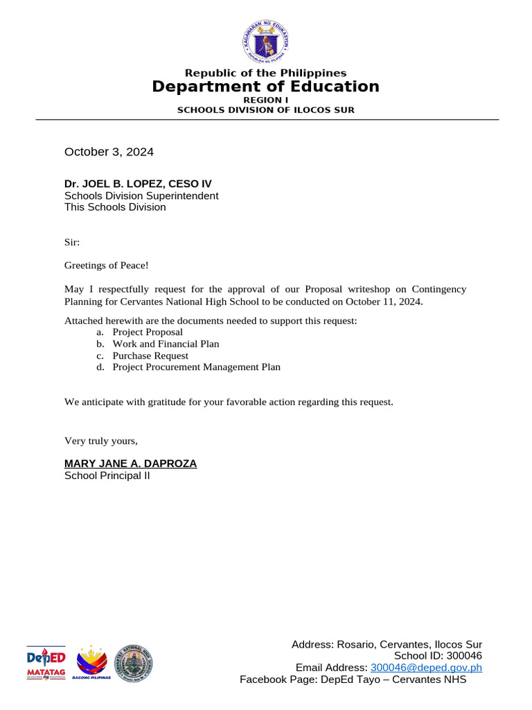 DRRM Request Letter | PDF