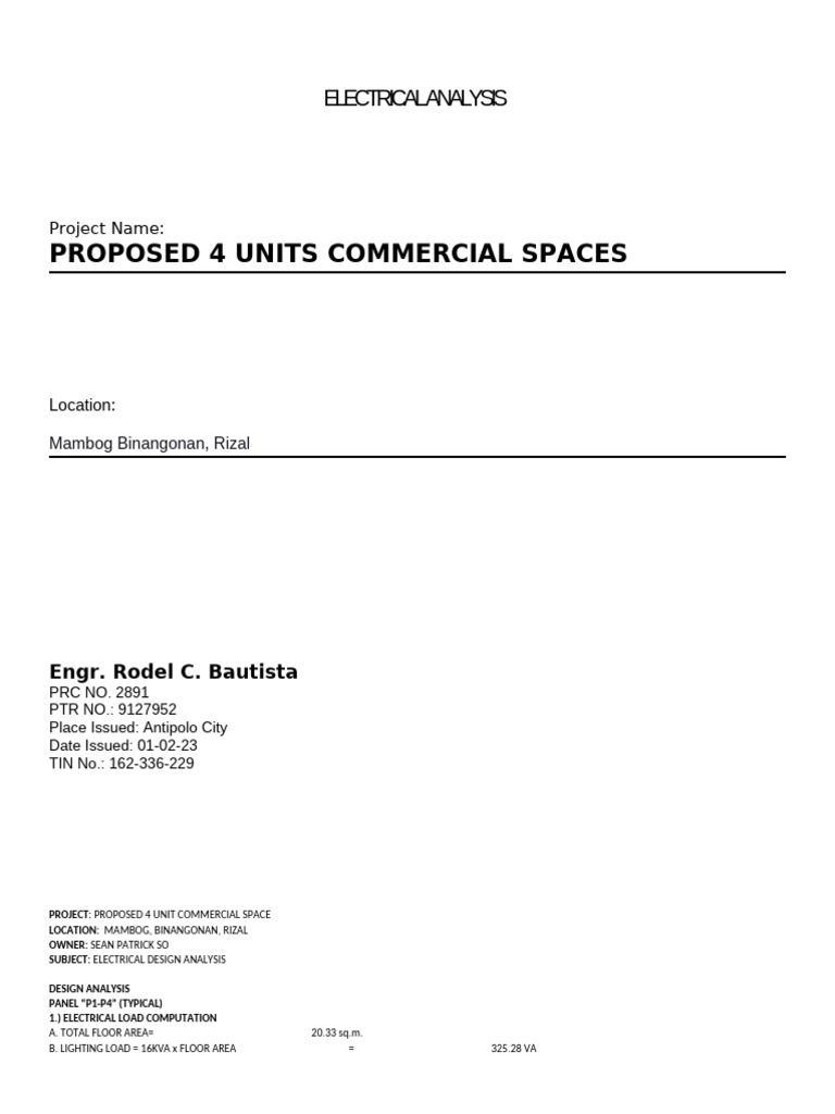 Electrical Design Analysis 4 Unit | PDF | Electrical Equipment | Electromagnetism