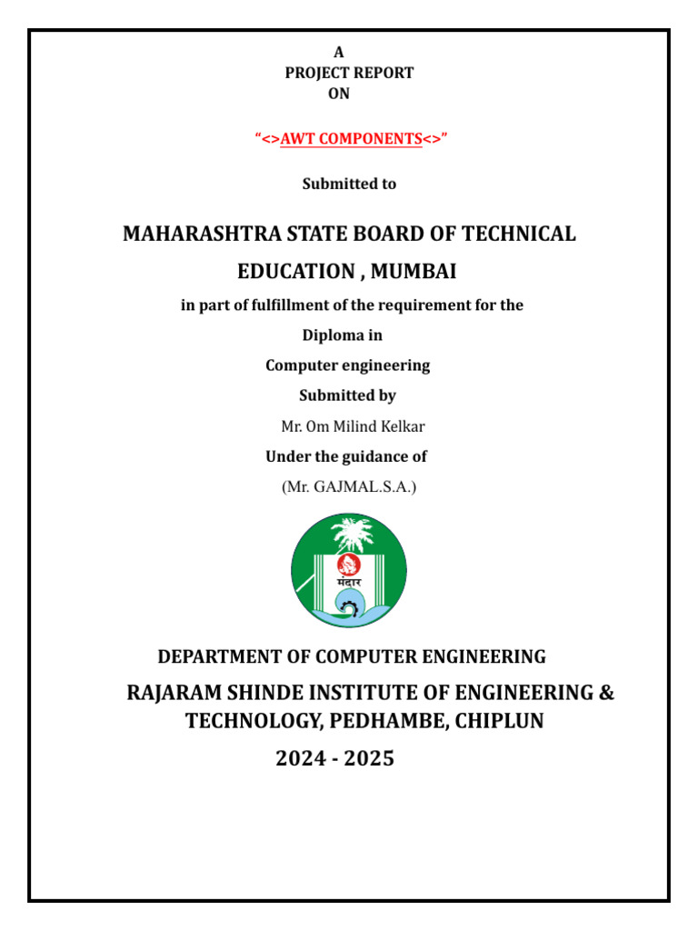 AWT Components (AJP) Certificate & Index | PDF