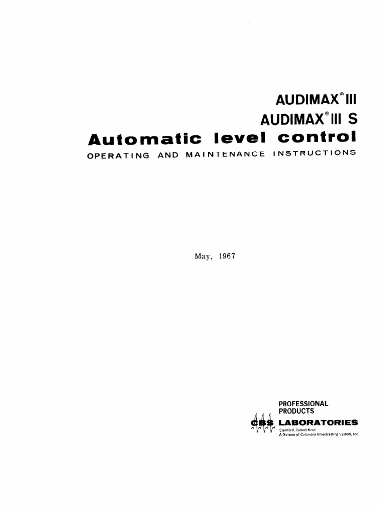Cbs Labs Audimax III Iiis (05 67) | PDF