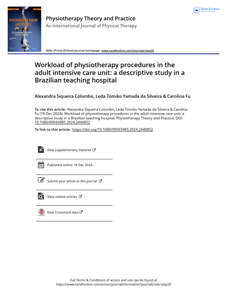 Workload of Physiotherapy Procedures ICU 2024 PTP | PDF | Physical ...