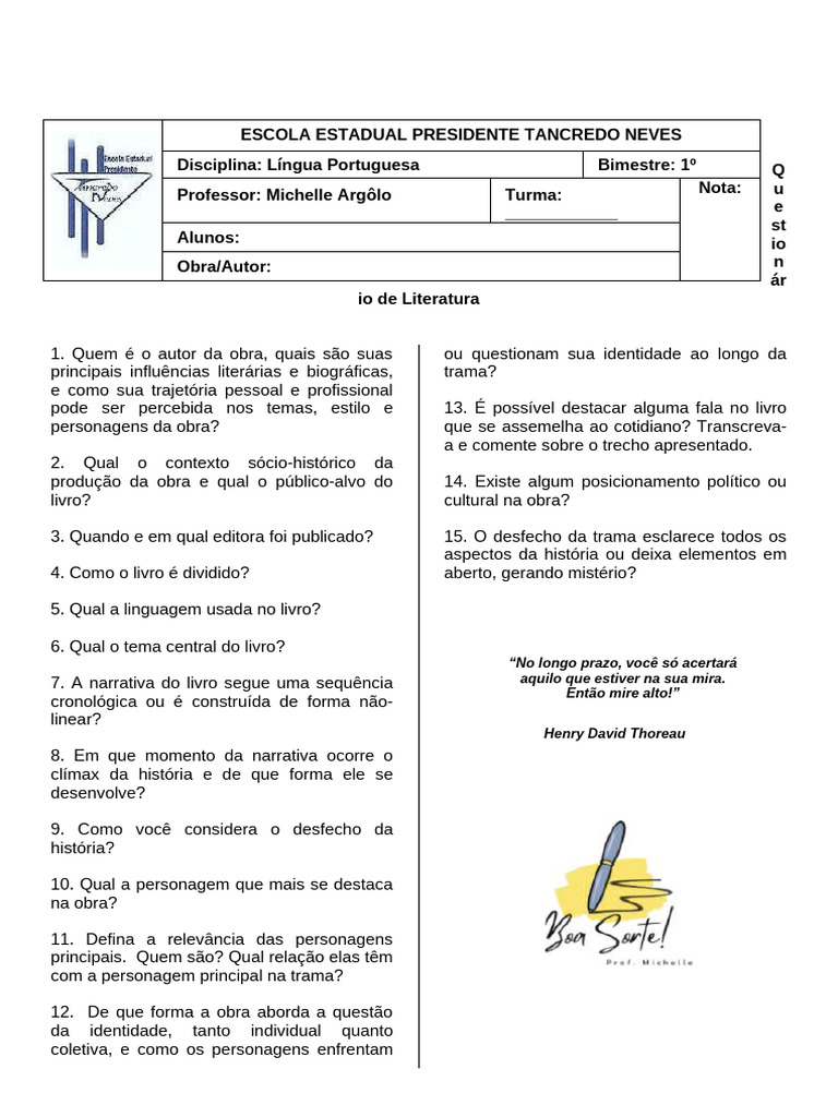 AVA. Projeto Literário - 2º ANO - PORTUGUÊS | PDF | Narrativa | Livros