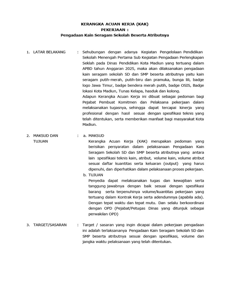KERANGKA ACUAN KERJA KAK Rev | PDF