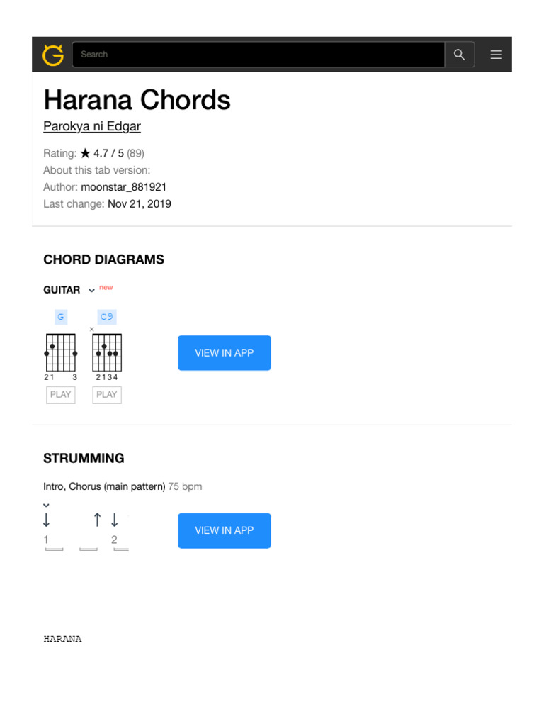 HARANA CHORDS (Ver 2) by Parokya Ni Edgar @ | PDF