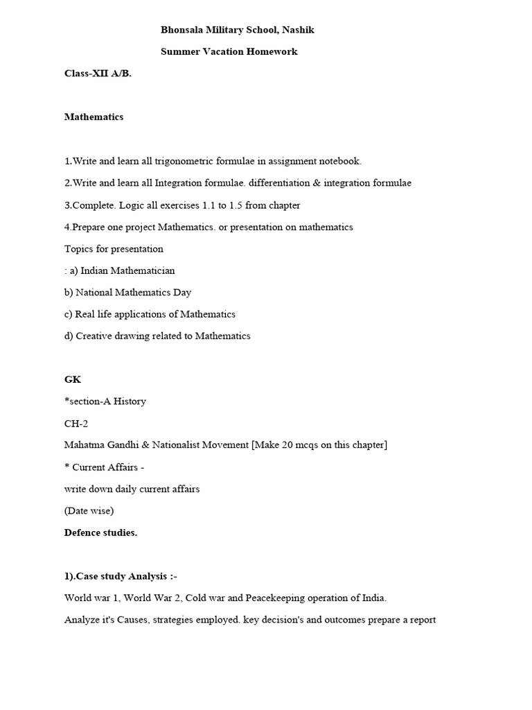 Summer Vacation Homework 2025-26 Xii TH | PDF | Rotation | Angular Momentum