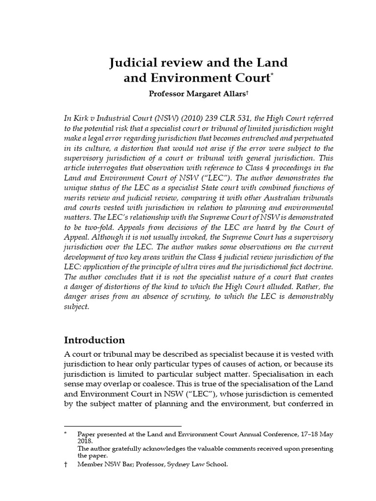 Judicial Review in NSW Land Court | PDF | Jurisdiction | Judicial Review