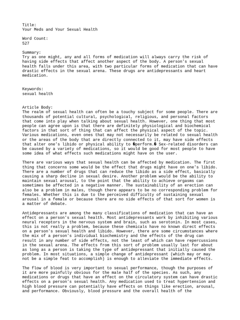 Your Meds and Your Sexual Health | PDF | Libido | Antidepressant