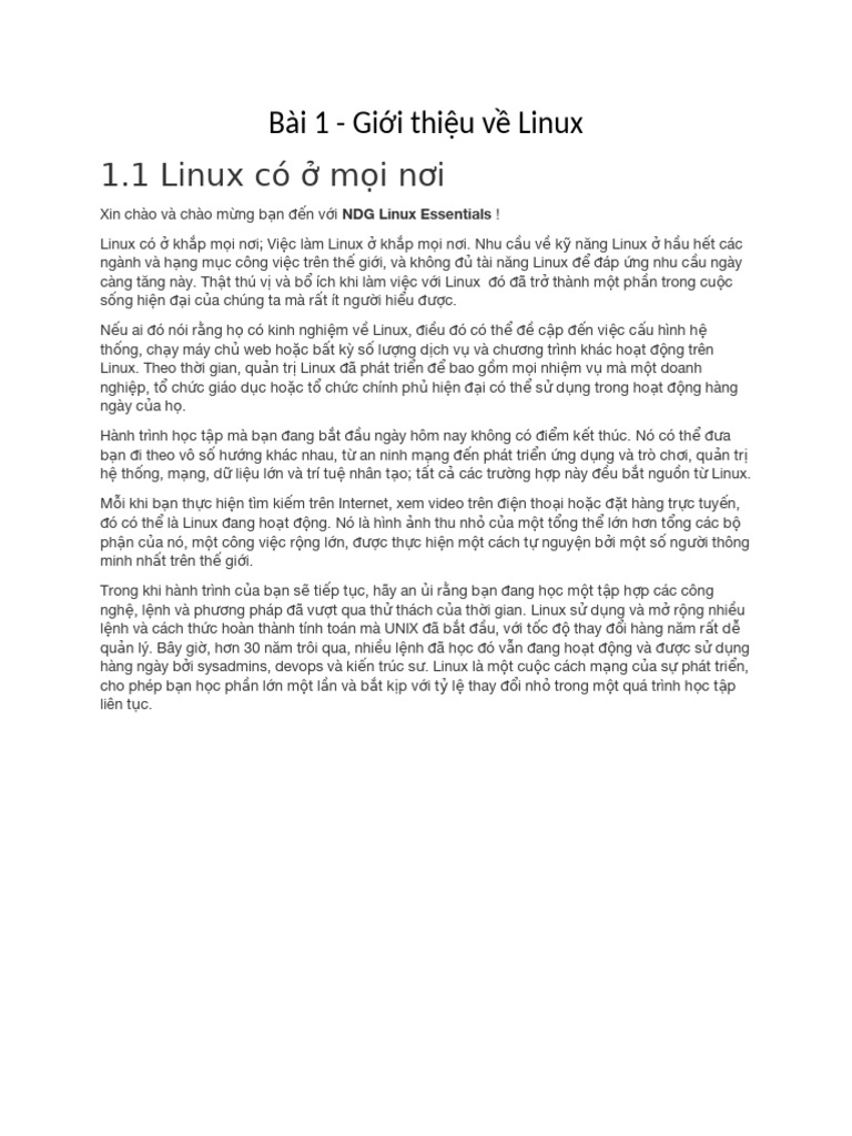 NDGLinux - Bài 1 - Giới thiệu về Linux | PDF