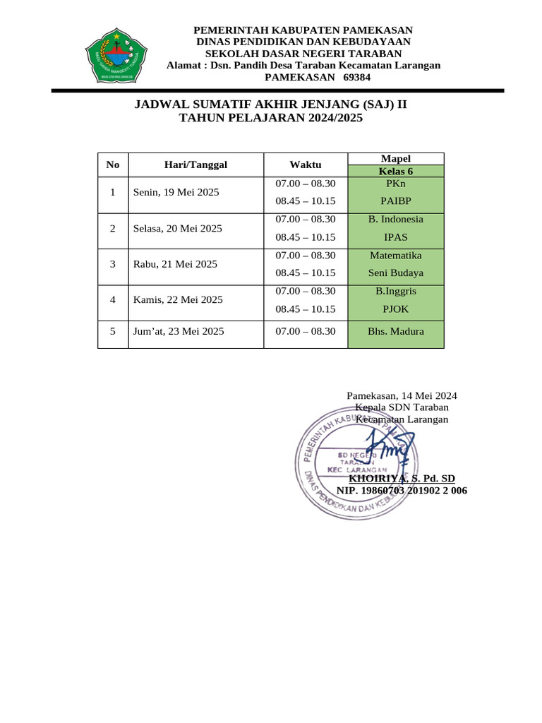 Jadwal Sas 2 | PDF