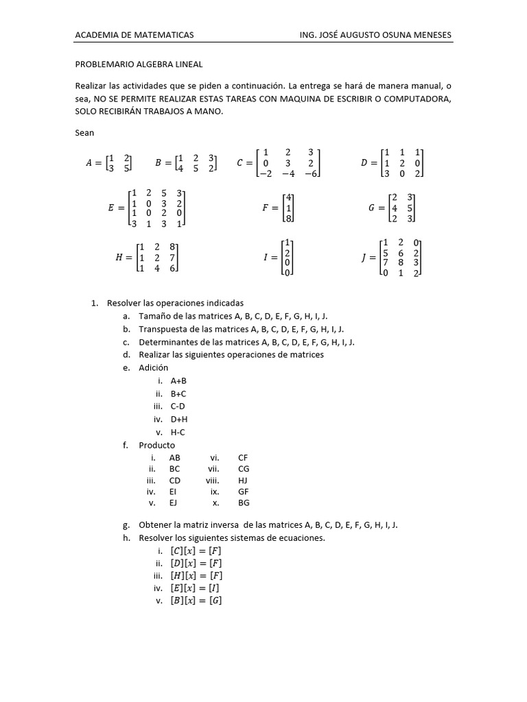 Tareas_Algebra_Lineal | PDF