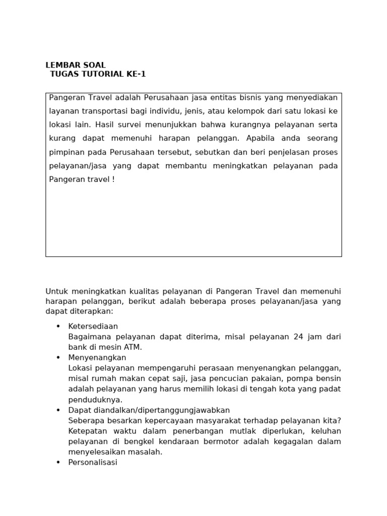 TUGAS 1 Manajemen Operasi Jasa | PDF