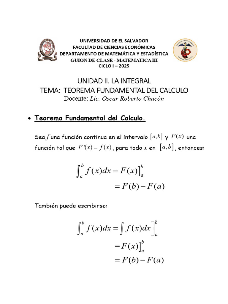 Teo Fund Calc M3 01-2025 | PDF | Integral | Funciones y mapeos