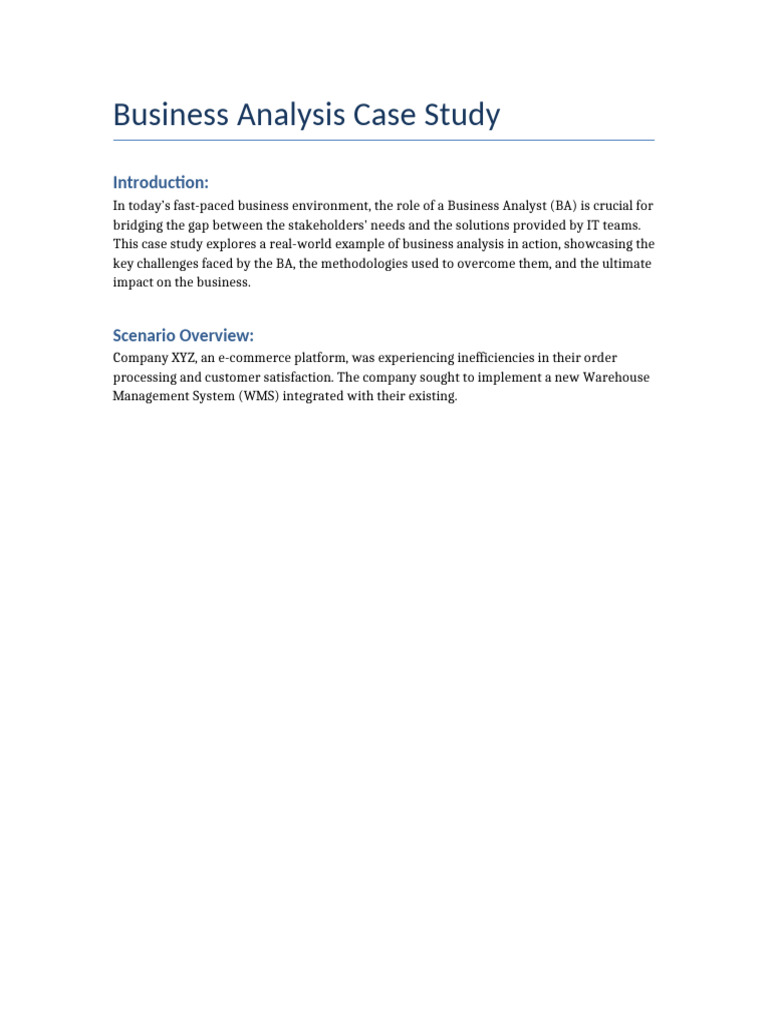 Business Analysis Case Study | PDF