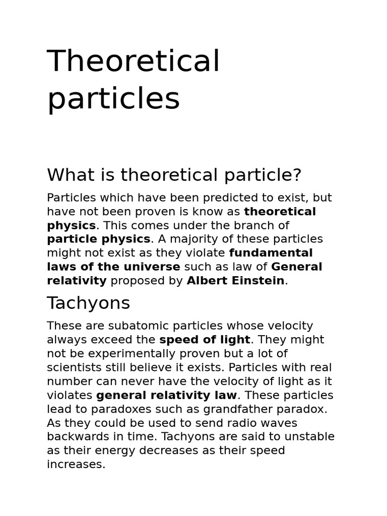 Theoretical particles | PDF