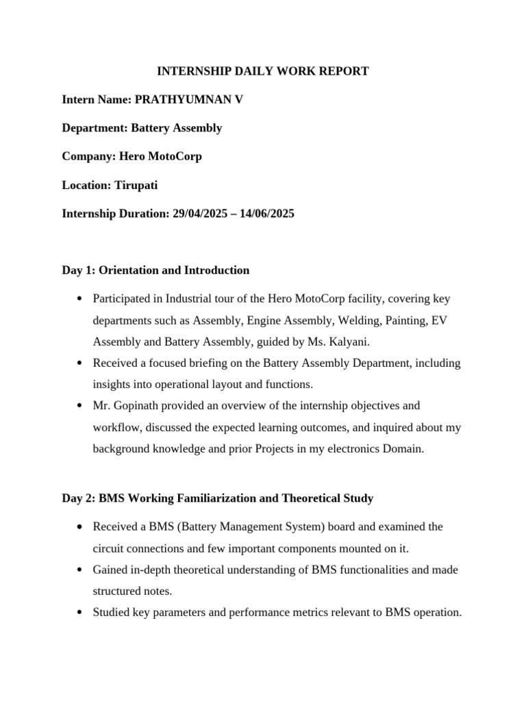 Internship Daily Work Report - 1 | PDF