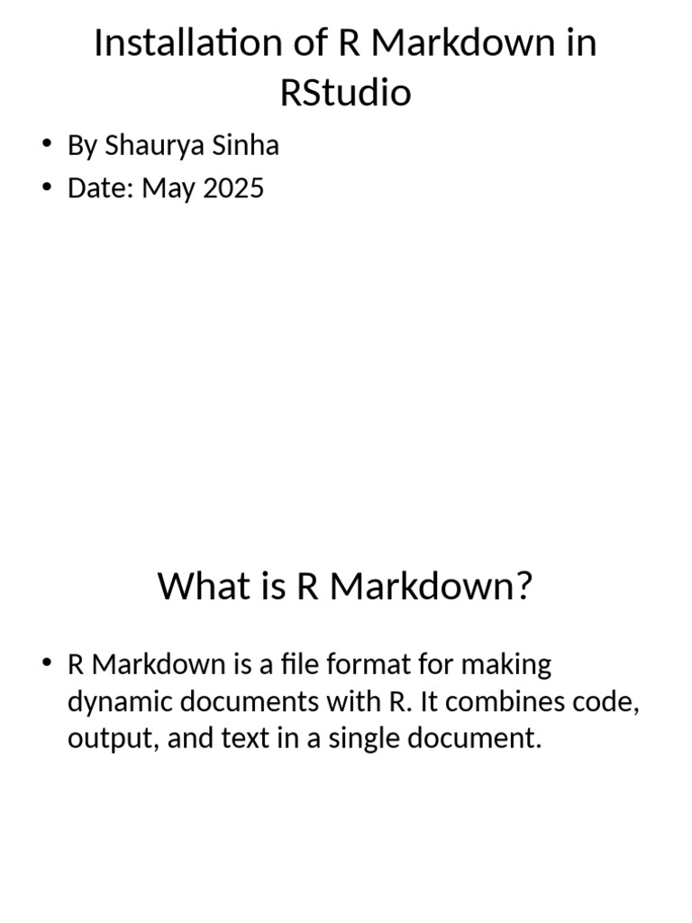 Installation of R Markdown in RStudio | PDF