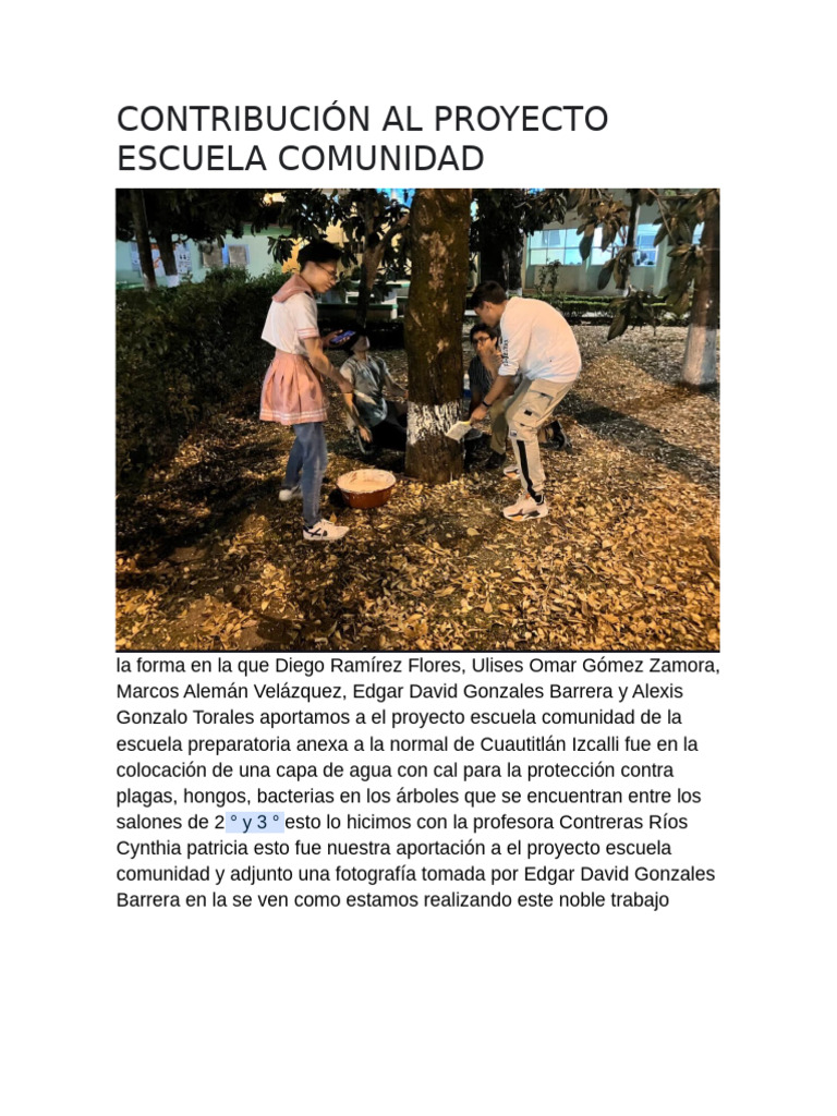 Contribución Al Proyecto Escuela Comunidad | PDF