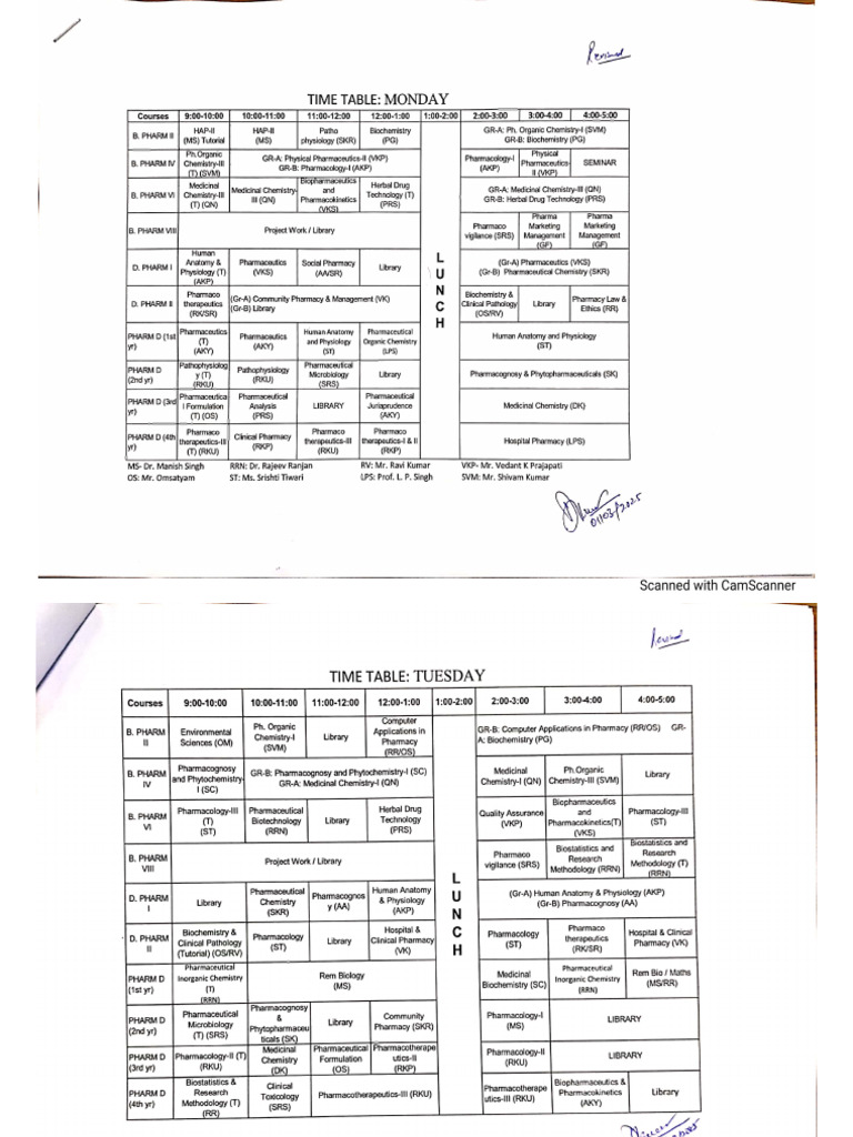 Time Table 2025 Revised | PDF