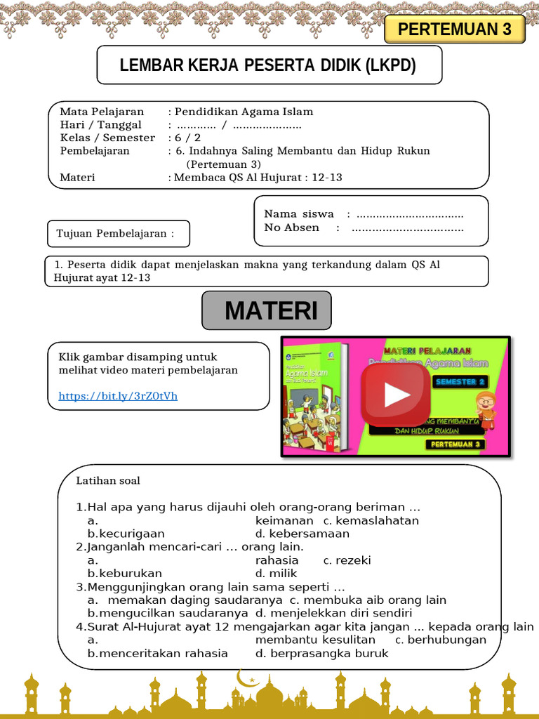 LKPD PAI Kelas 6 | PDF
