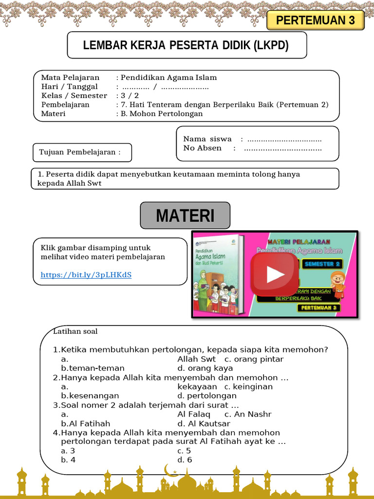 LKPD PAI Kelas 3 | PDF