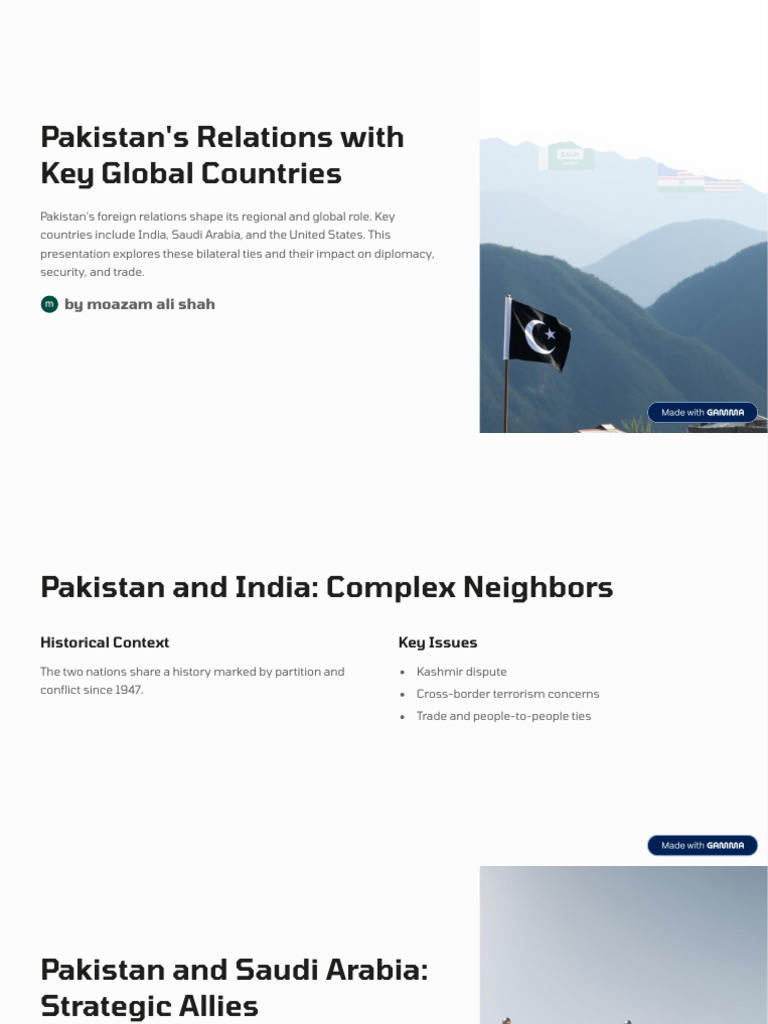 Pakistans Relations With Key Global Countries | PDF | Pakistan | Diplomacy