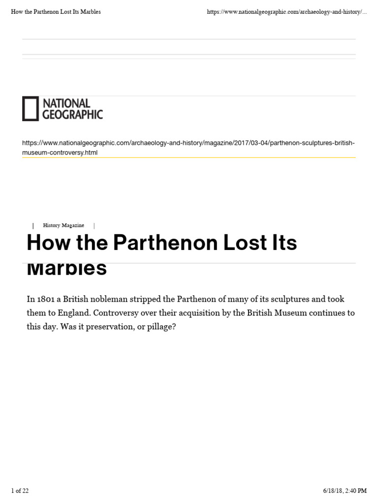 How The Parthenon Lost Its Marbles | PDF