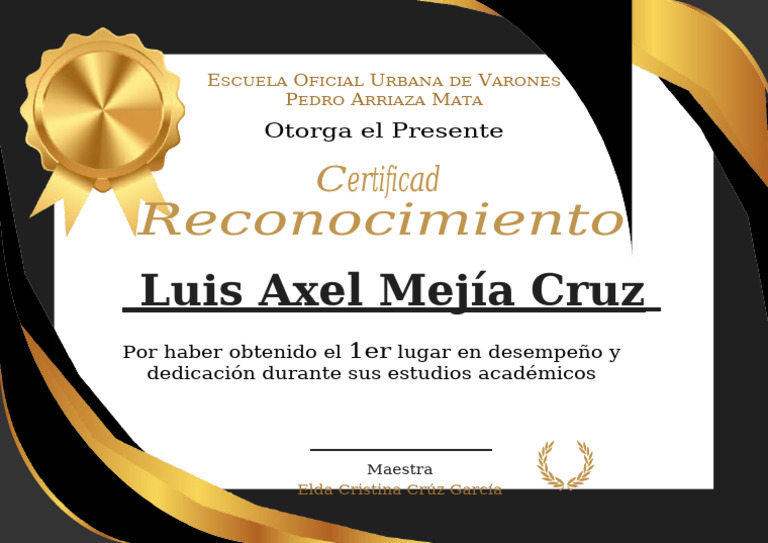 Reconocimiento 1er Lugar Académico | PDF